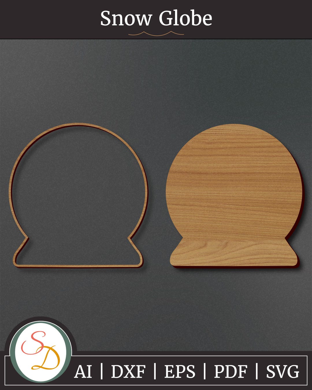 Snow Globe Laser Cut File | Snow Globe Engrave File | Snow Globe SVG ...