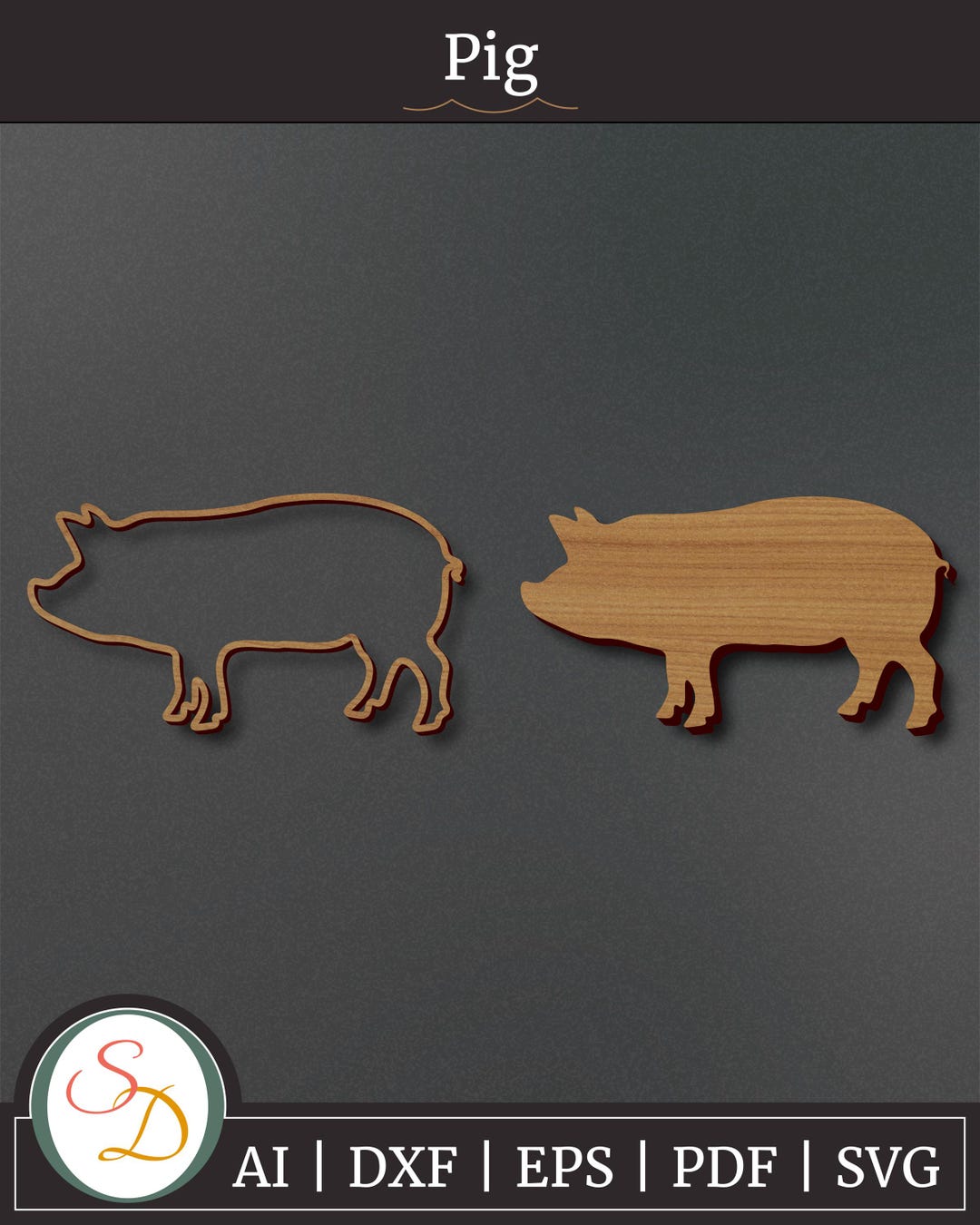 Pig Laser Cut File | Pig Engrave File | Pig SVG | Pig Animal SVG | Pig ...