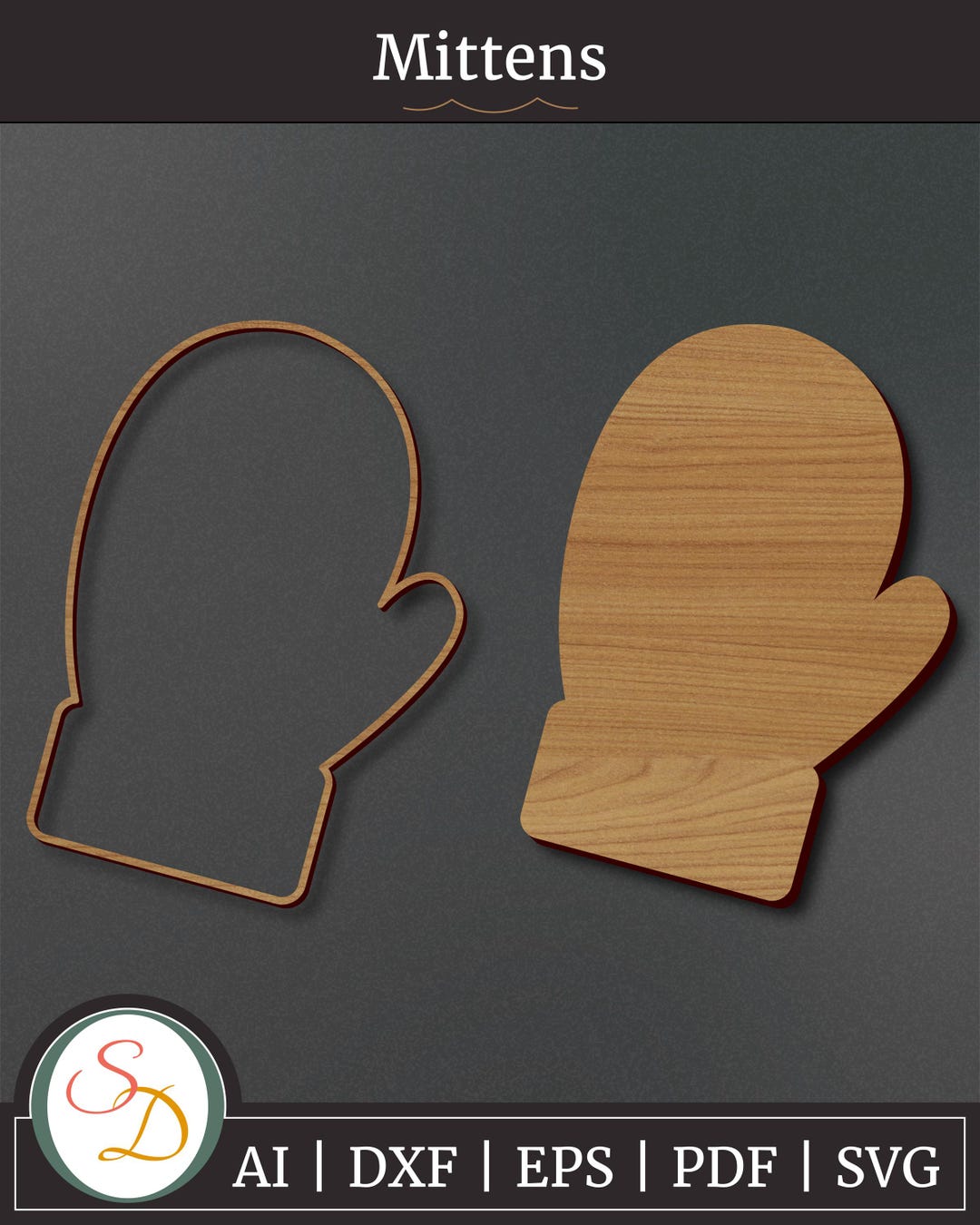 Mittens Laser Cut File | Mittens Engrave File | Mittens SVG | Mittens ...