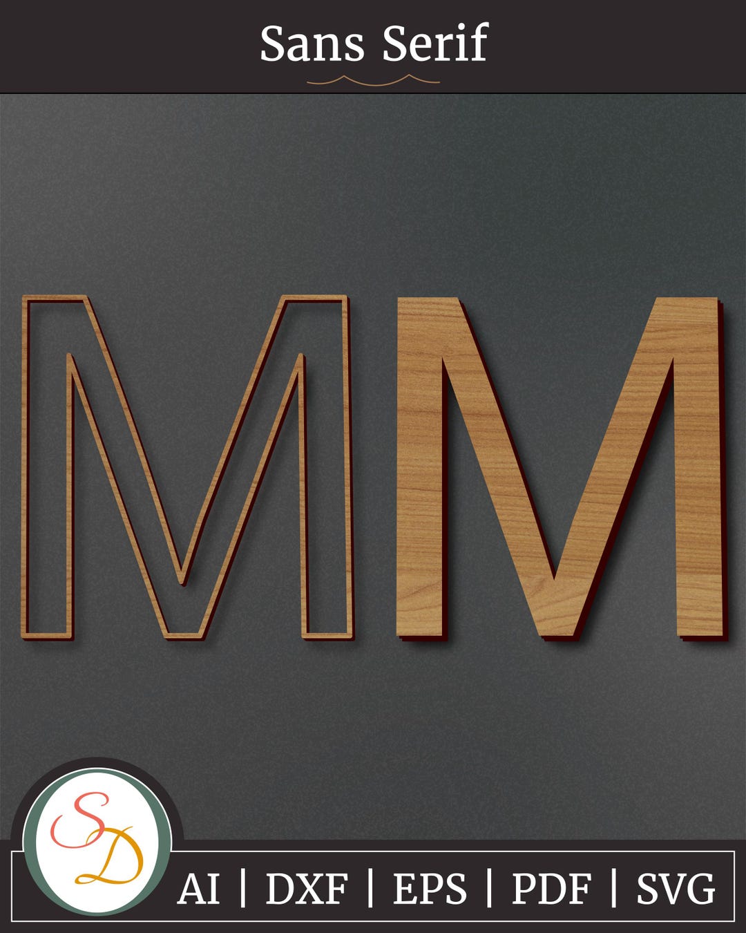 Sans Serif Laser Cut File | Sans Serif Engrave File | Sans Serif SVG ...