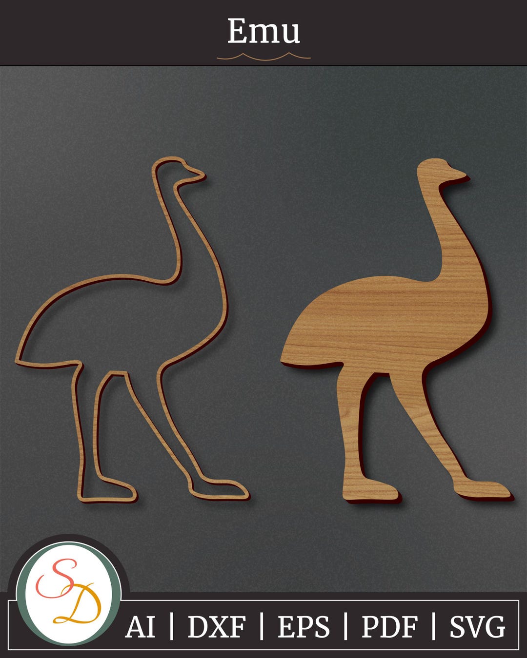 Emu Laser Cut File | Emu Engrave File | Emu SVG | Emu Animal SVG | Emu ...