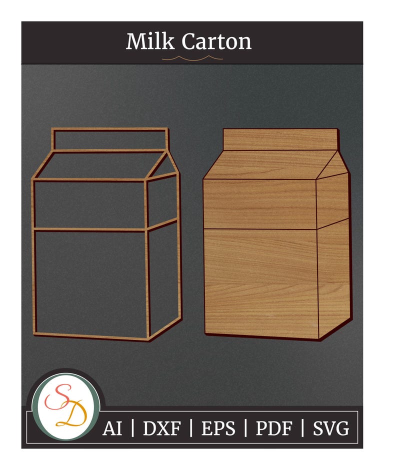 Milk Carton Laser Cut File | Milk Carton Engrave File | Milk Carton SVG ...
