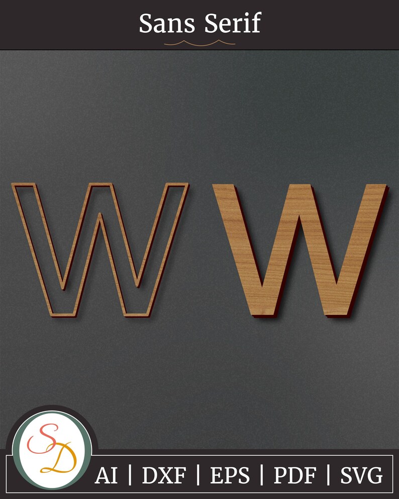 Sans Serif Laser Cut File | Sans Serif Engrave File | Sans Serif SVG ...