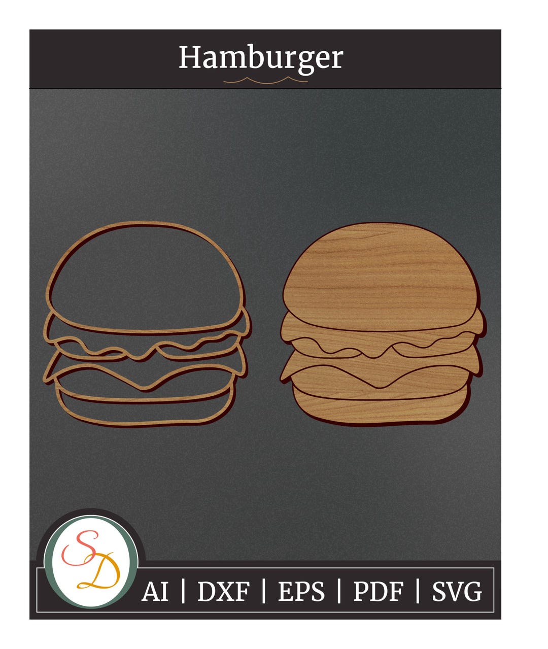 Hamburger Laser Cut File | Hamburger Engrave File | Hamburger SVG ...