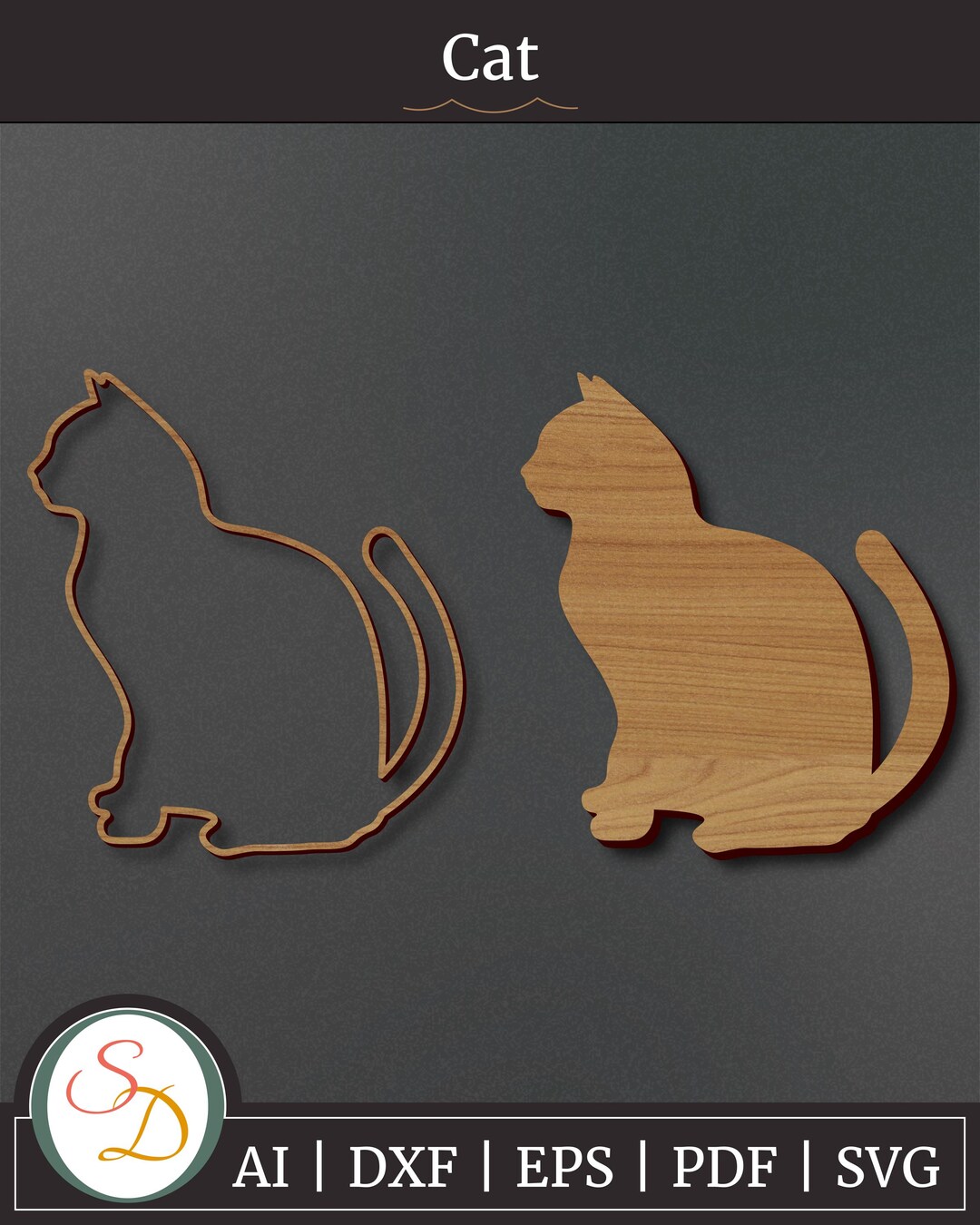 Cat Laser Cut File | Cat Engrave File | Cat SVG | Cat Animal SVG | Cat ...