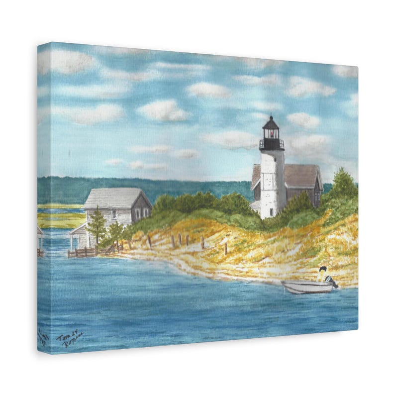 Canvas Print, Sandy Neck Light, Lighthouse in Massachusetts, Watercolor ...