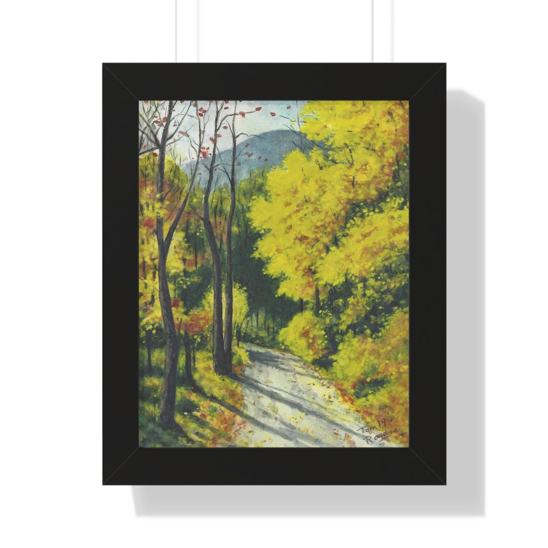 Watercolor Fall Scene Print. Framed Vertical Poster - Etsy