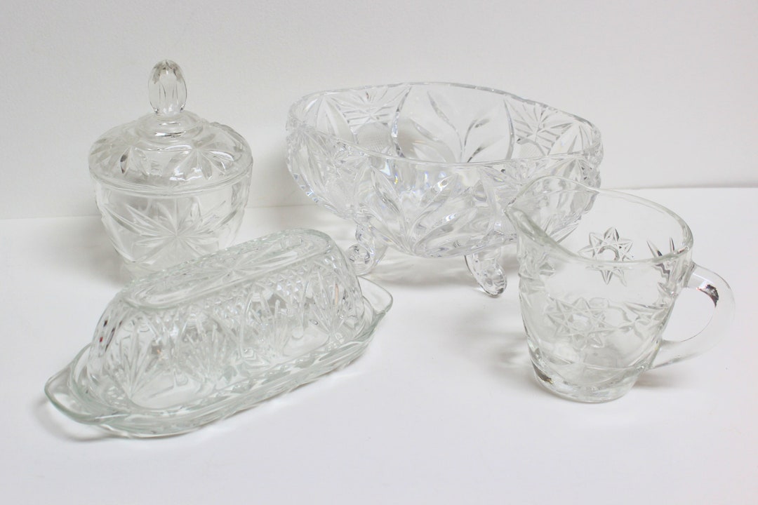 Vintage Crystal Serving Set - Etsy