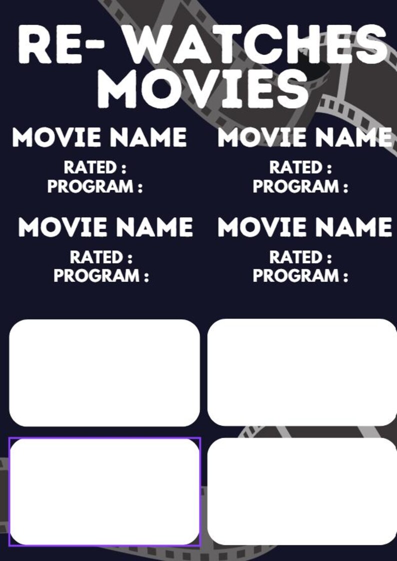Movie Journal | Personalized Tracker | Online Canva Template | Movie ...