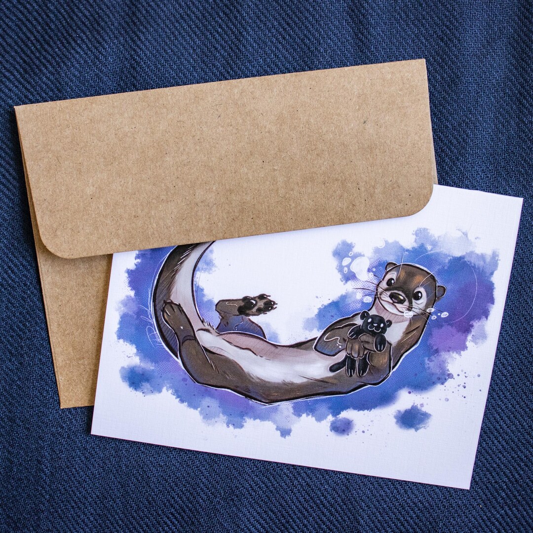 Otter Fine Art Note Card | Animal Card With Envelope | Blank Inside ...