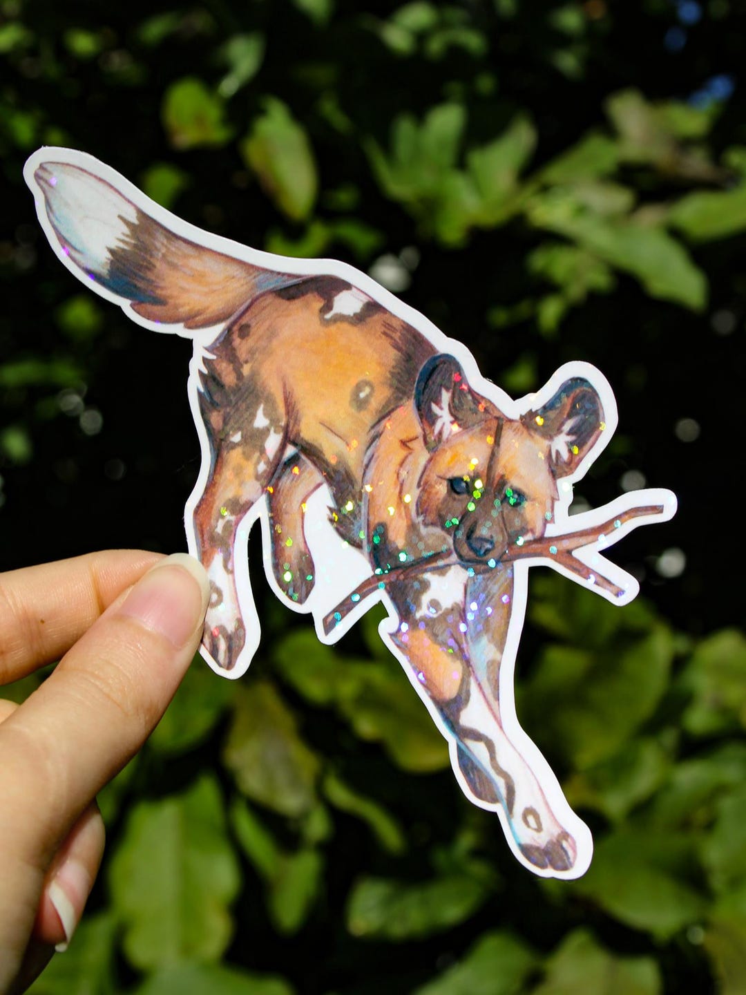African Wild Dog Holographic Sticker | Safari Zoo Animal Art - Water ...