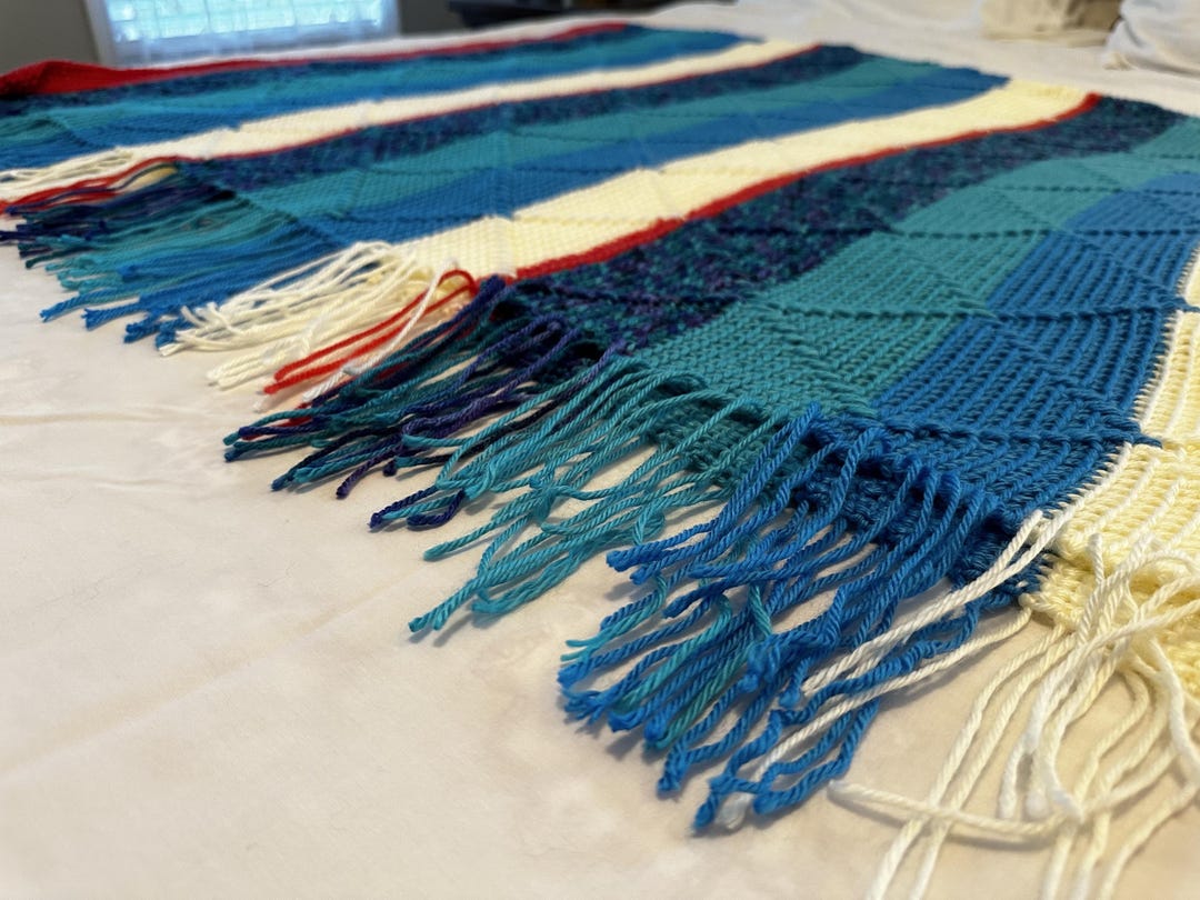 Two Handmade Fringe Afghan Blankets - Etsy