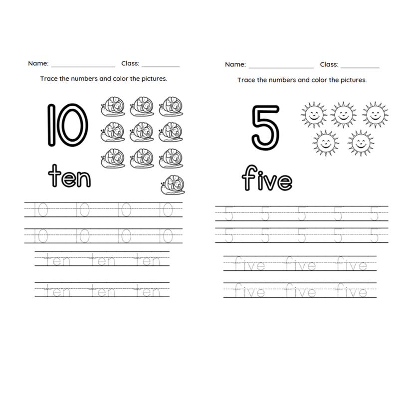 1-10 Number Tracing, Preschool Worksheet Printable, Handwriting ...