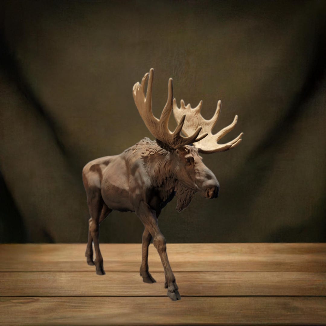 Lifelike Resin Moose Figurine, Ready to Paint, 1/24 Scale, Detailed ...