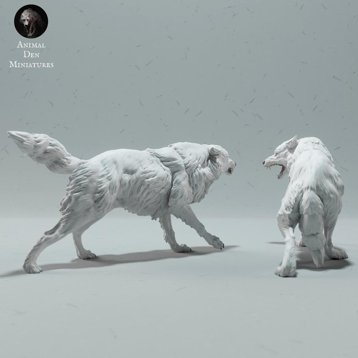 Stunning Resin Figurines of Two Snow Wolves Fighting, 1/32 Scale ...