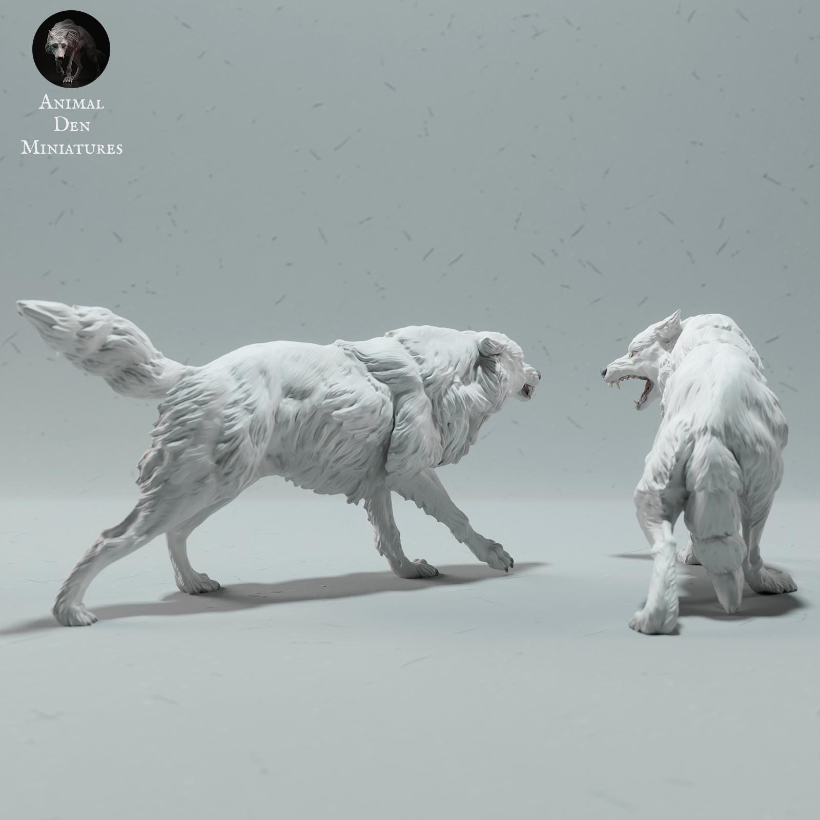 Stunning Resin Figurines of Two Snow Wolves Fighting, 1/32 Scale ...