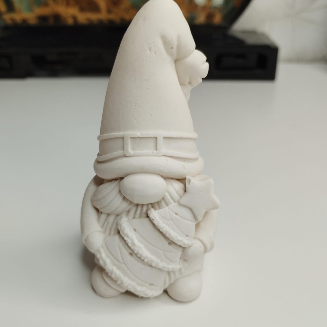 3.7 in Christmas Gnome Statue White Acrylic Resin – Customizable ...