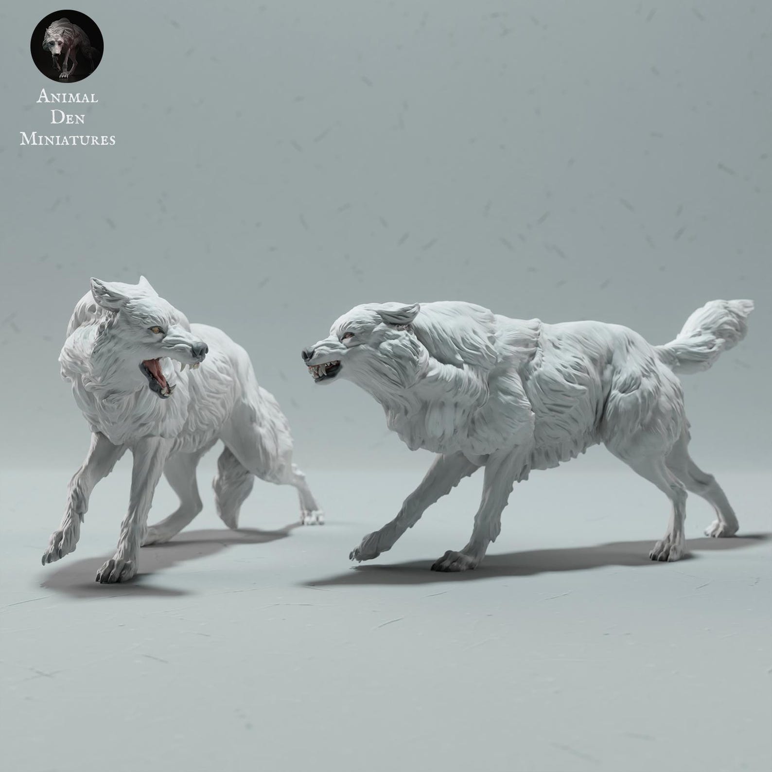 Stunning Resin Figurines of Two Snow Wolves Fighting, 1/32 Scale ...
