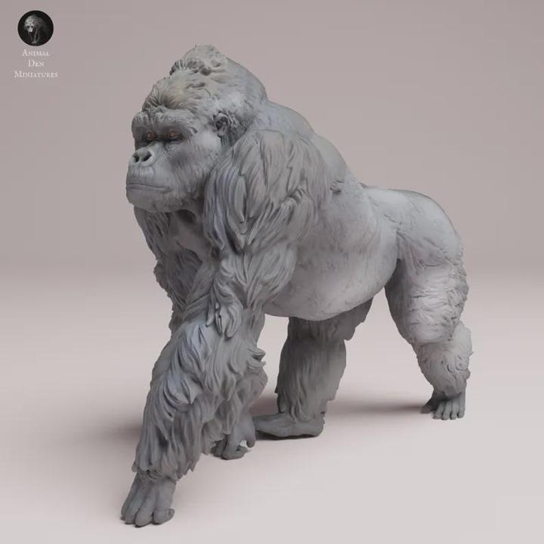 Realistic Walking Gorilla Figurine 1/24 Scale for Modeling and Painting ...