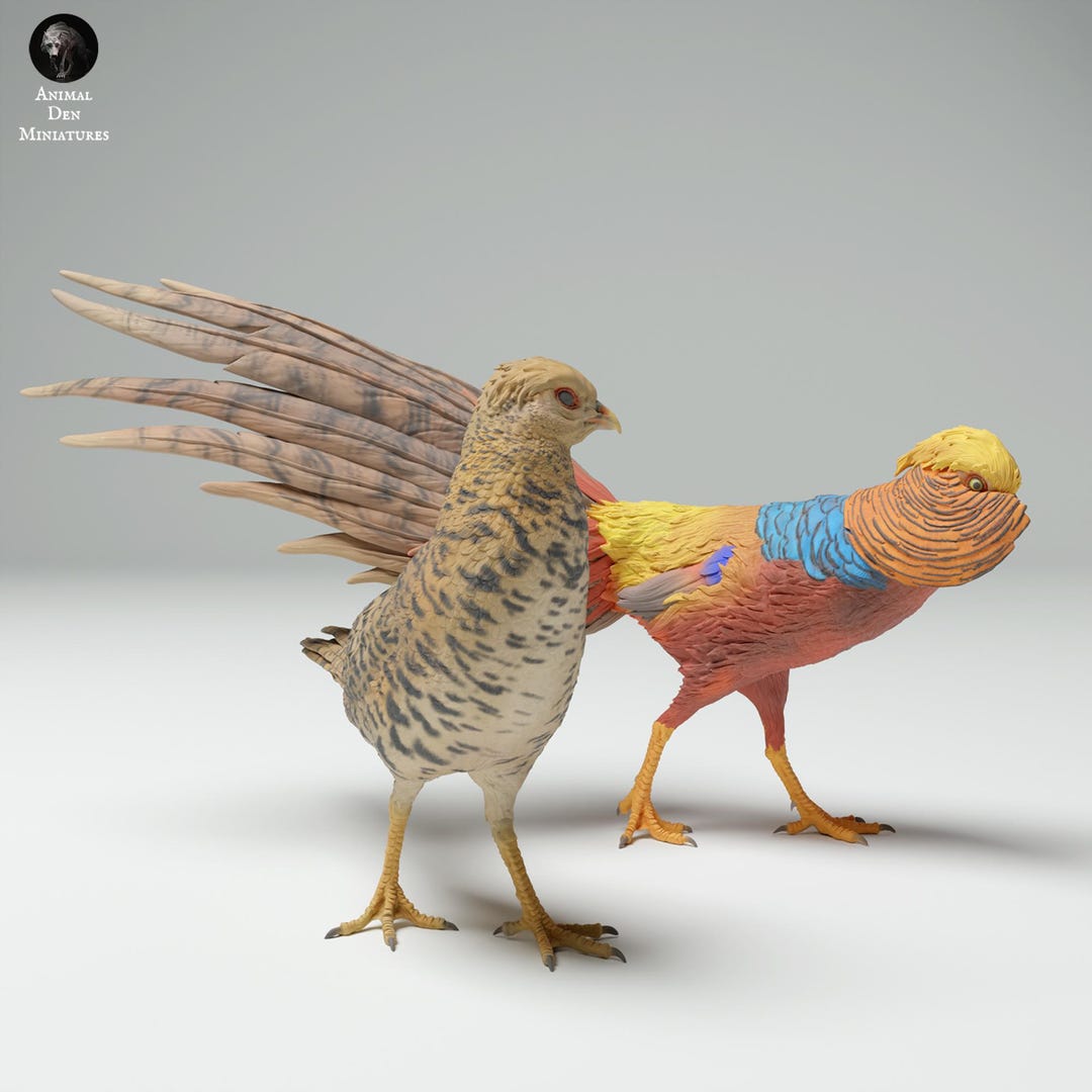 Realistic Pheasant Couple Resin Figurine, 1/8 Scale, Ready to Paint ...