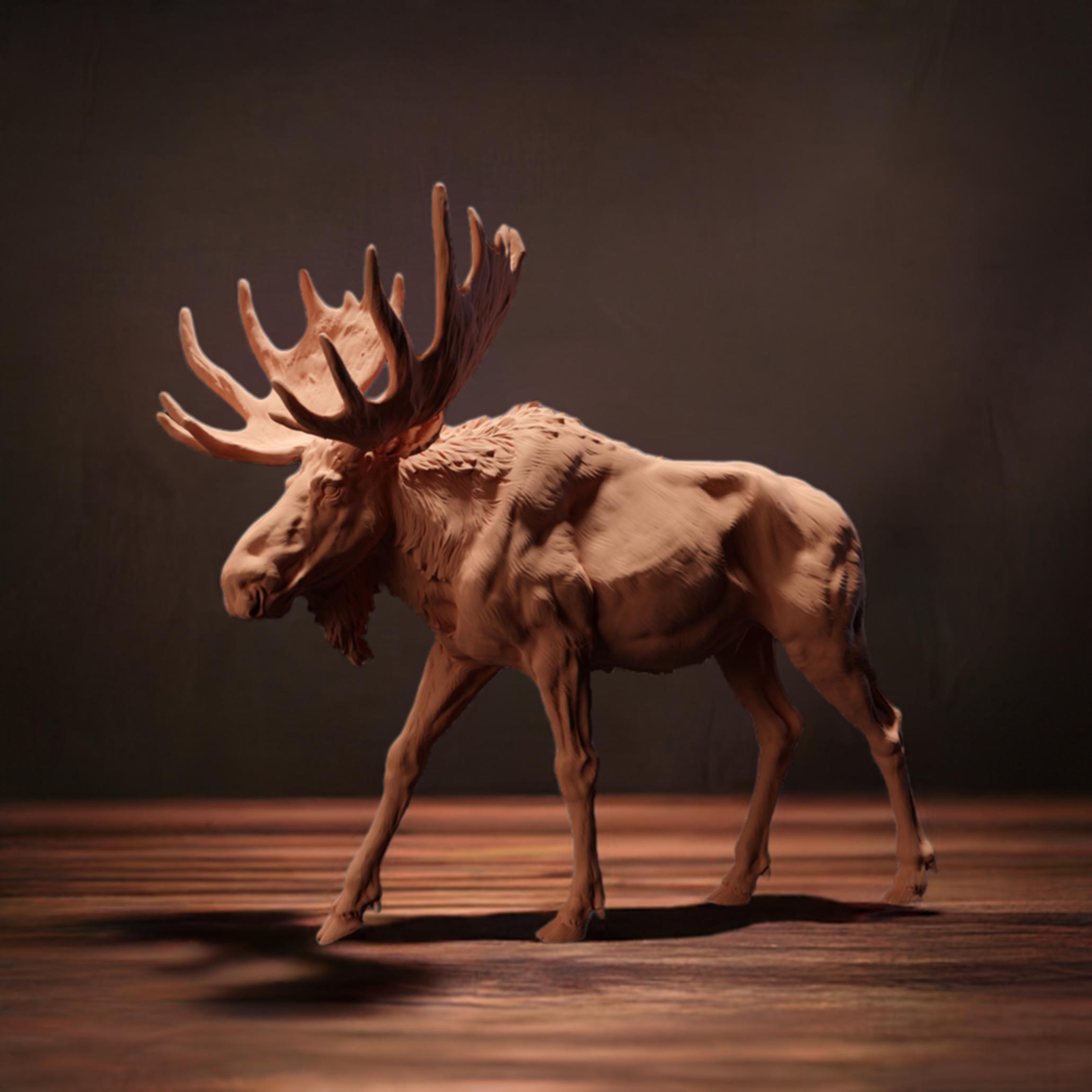 Paintable Moose Figurine 1/24 Scale for Painting and Artistic ...
