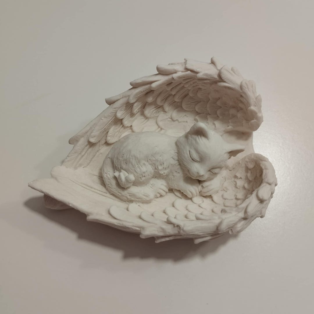 Sleeping Cat in Angel Wings Statuette, 3.1x3.9x1.6 Inches - Etsy