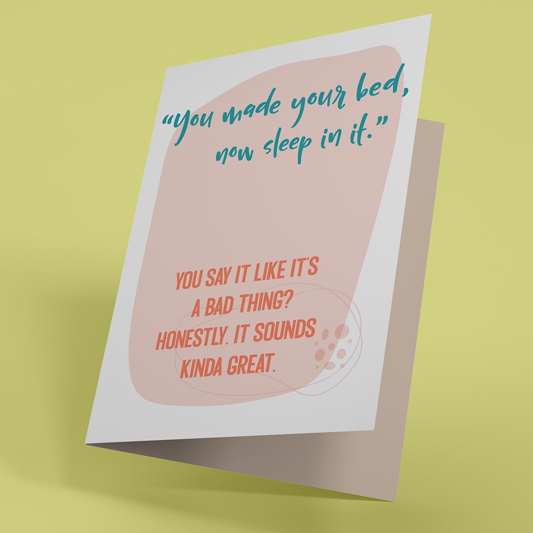 Funny 'you Made Your Bed' Blank Greeting Card - Etsy