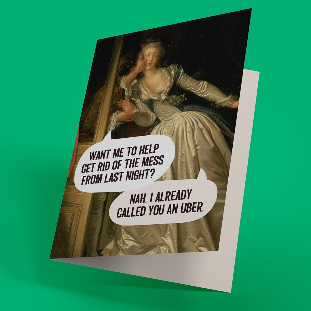 Funny Birthday Card: Rococo Art, Uber Mess - Etsy