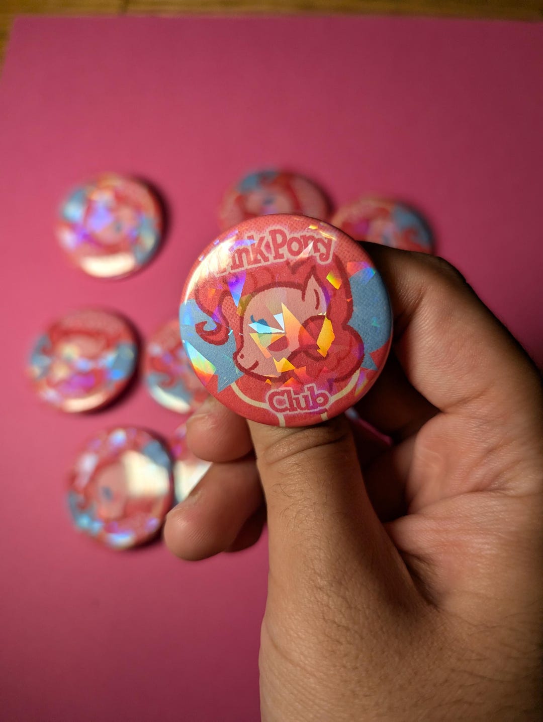 Holographic Pink Pony Club Pinkie Pie Pin Chappell Roan, Button Pin ...