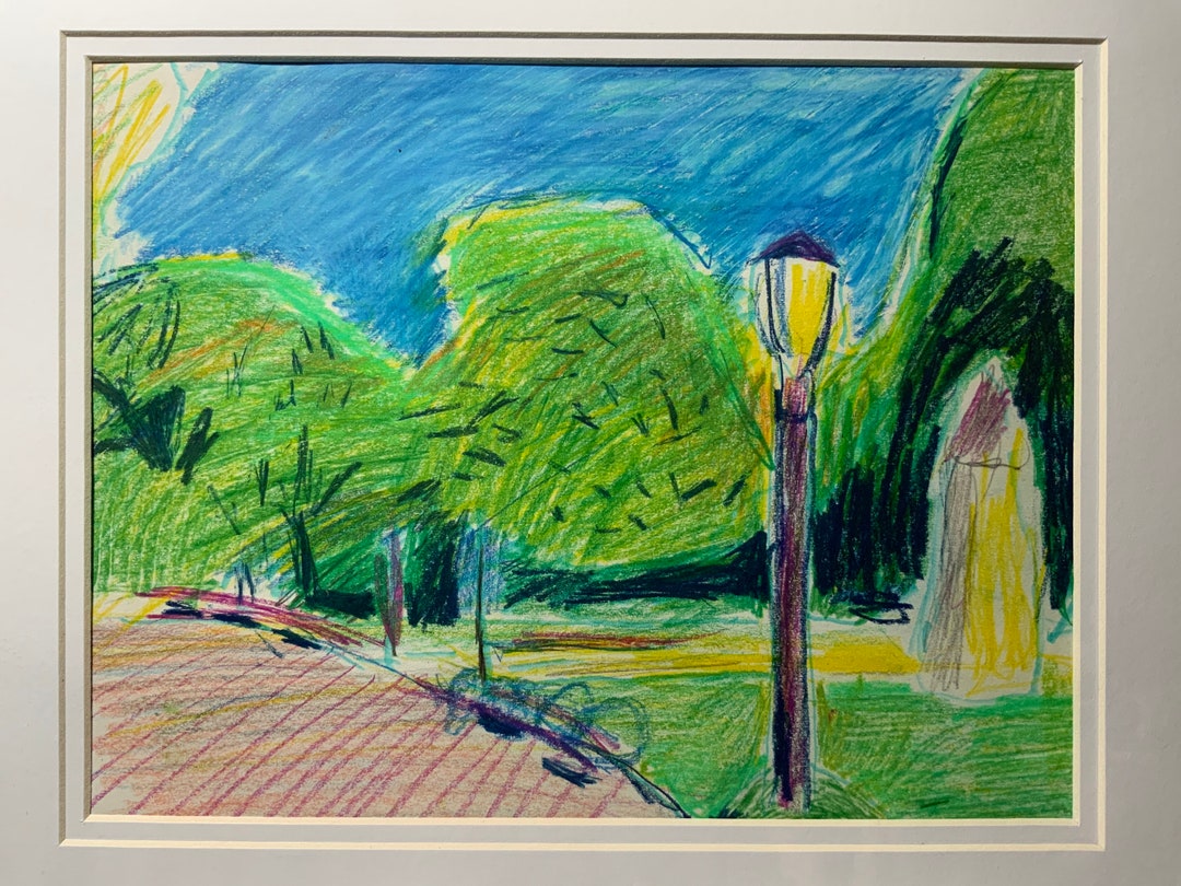 Lamp Post Oasis Colored Pencil Drawing nico's Walks Collection - Etsy