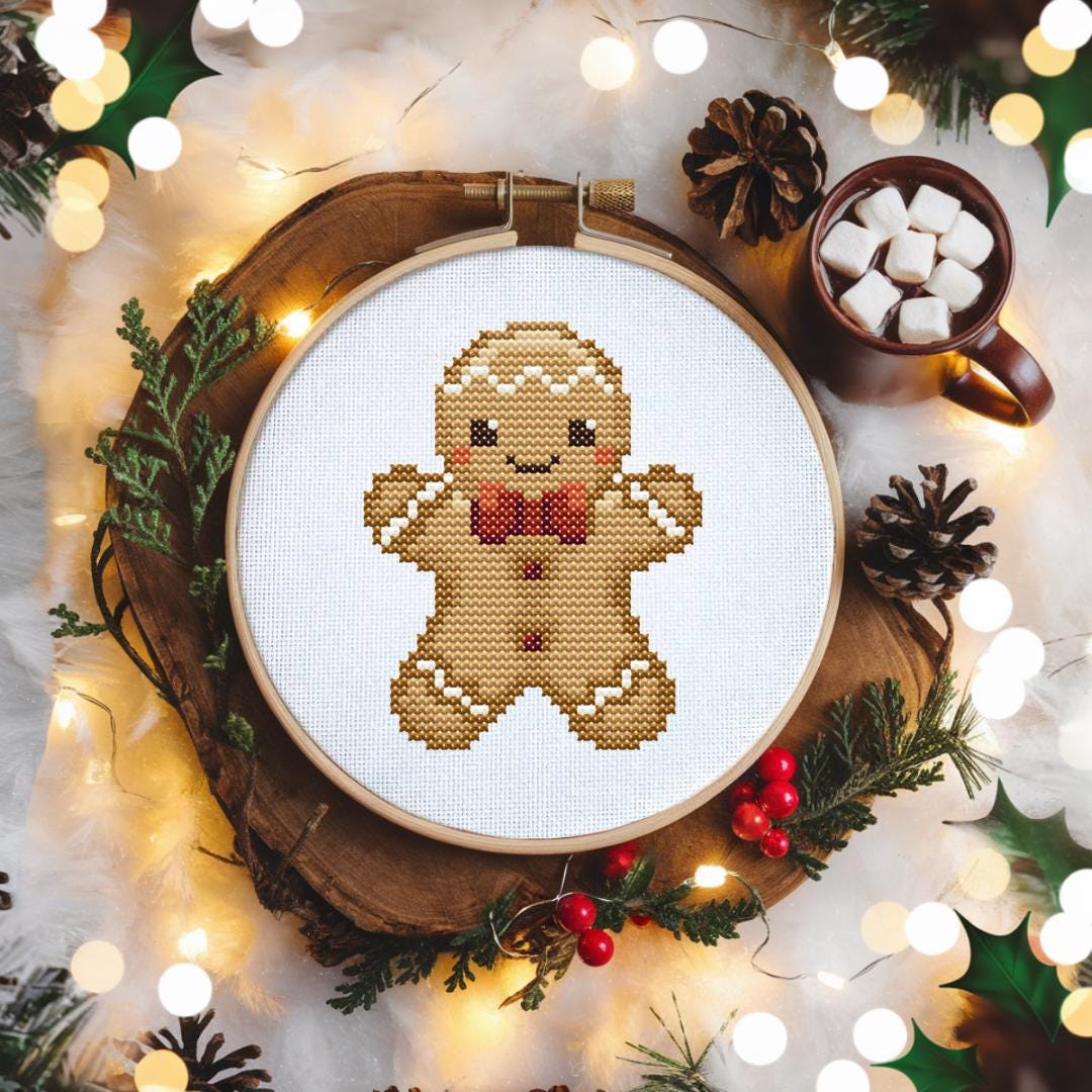 Adorable Gingerbread Man Cross Stitch Pattern Festive Christmas PDF ...