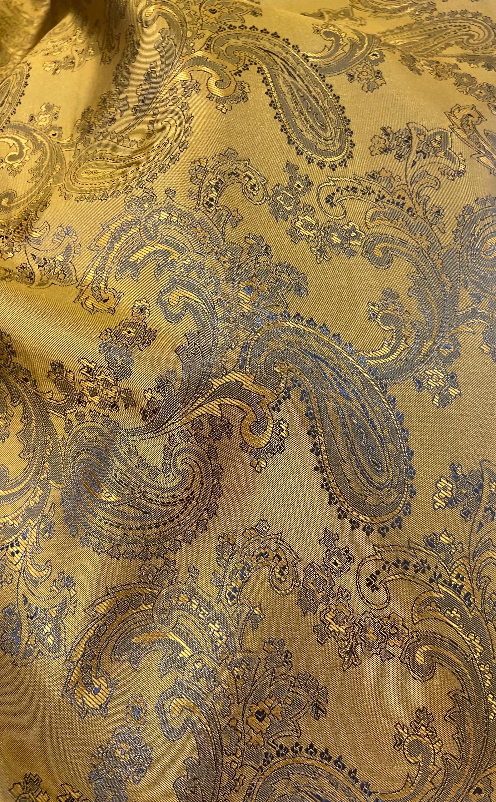 Paisley Design Gold and Black Viscose/acetate Jacquard Lining/made in ...