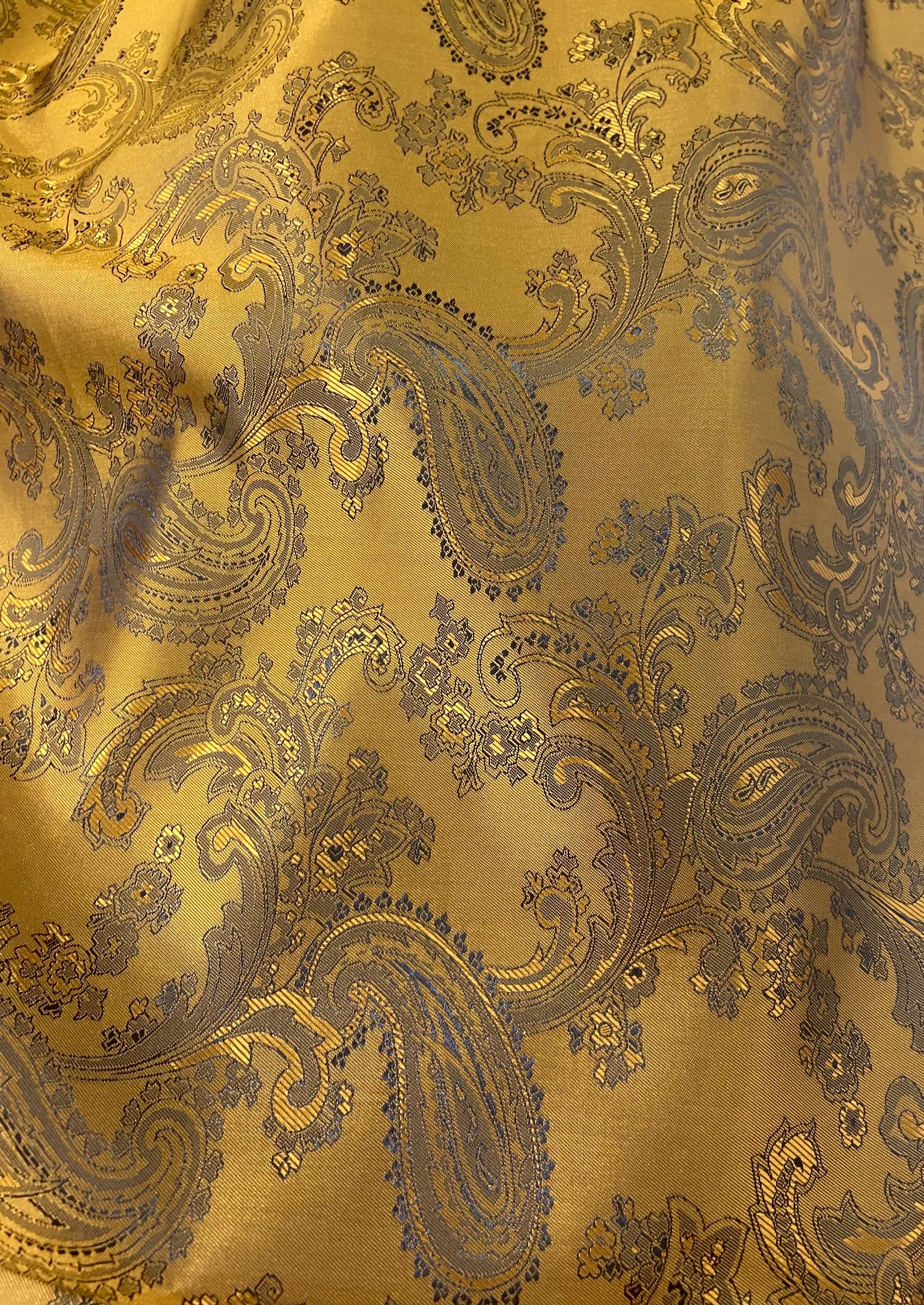 Paisley Design Gold and Black Viscose/acetate Jacquard Lining/made in ...