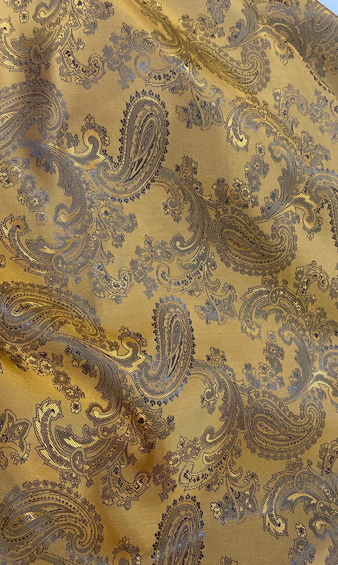 Paisley Design Gold and Black Viscose/acetate Jacquard Lining/made in ...