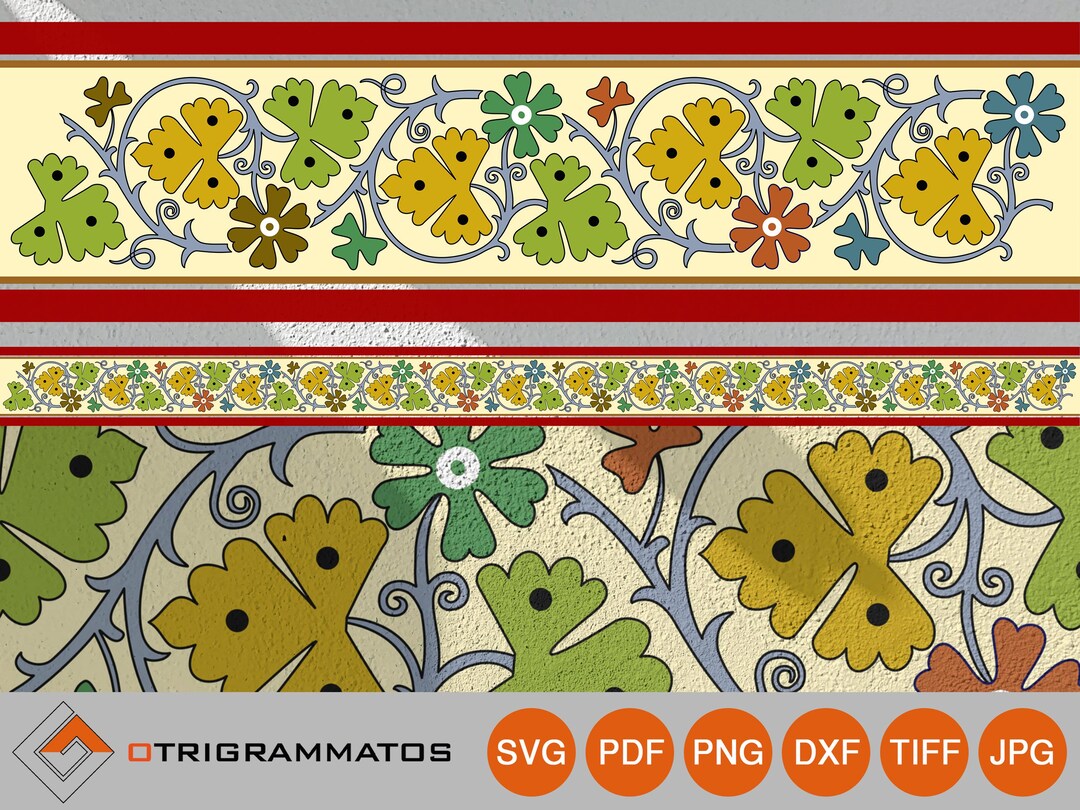 Floral Border, SVG, PDF, PNG, Tiff, Jpg, Vectorial File, Digital File ...