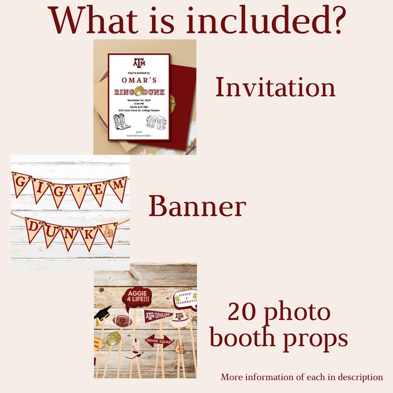Texas A&M Ring Dunk Party Bundle: Aggie Graduation Celebration - Etsy