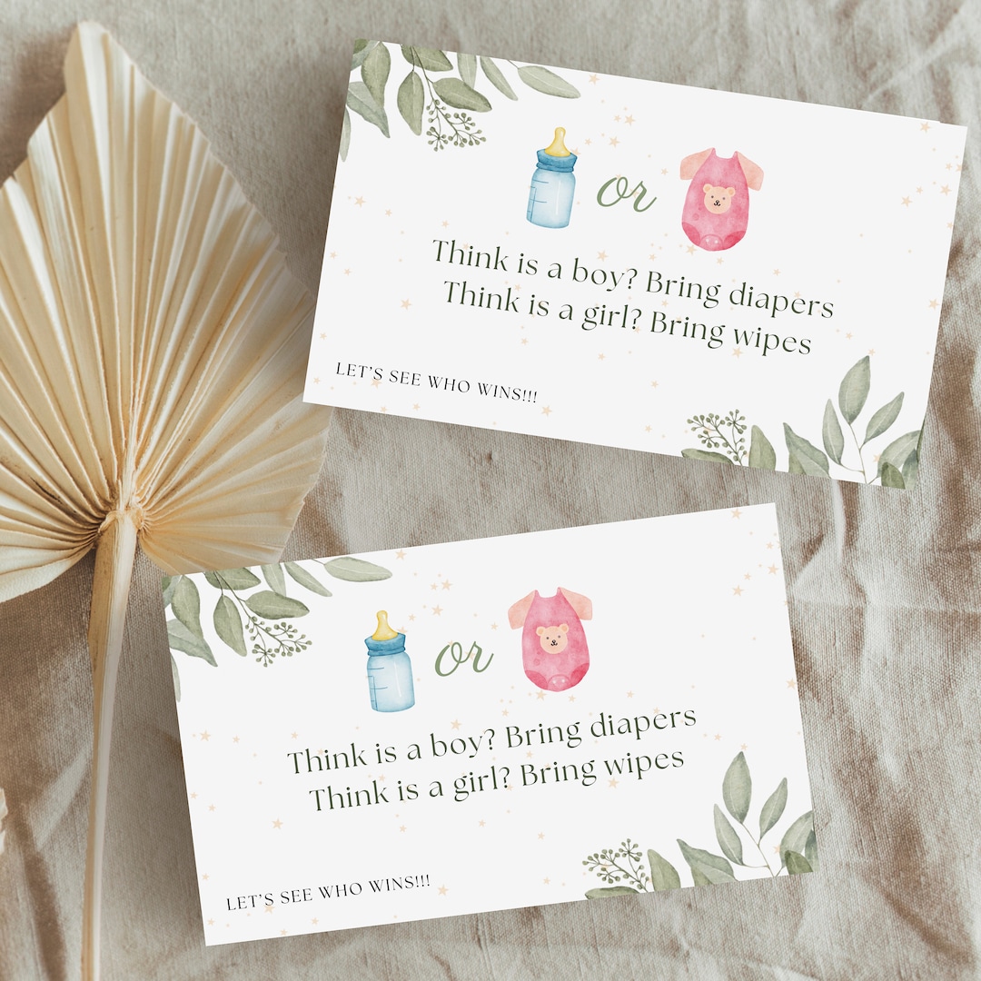 Guess the Gender Game Card | Diapers or Wipes Printable | Gender Reveal ...