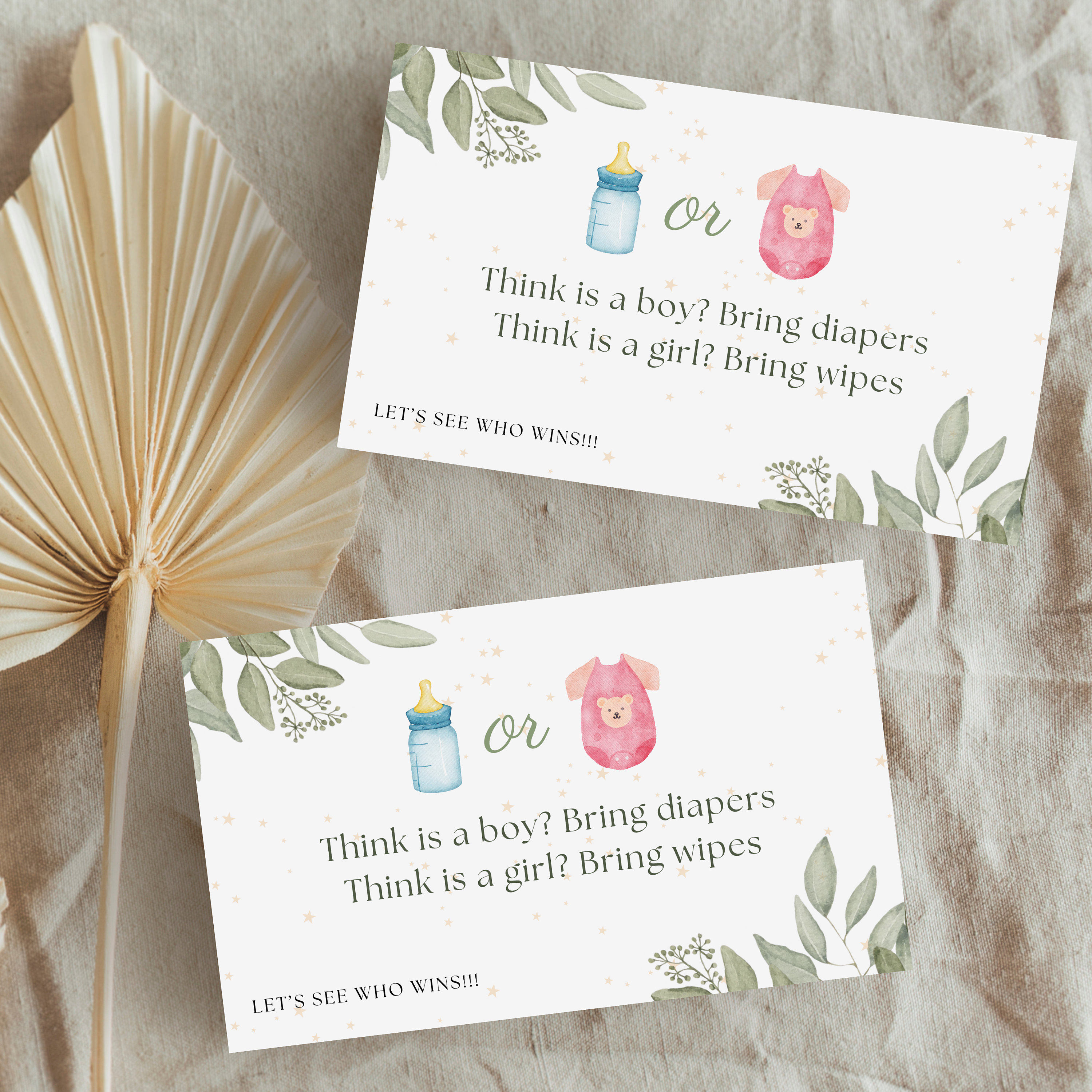 Guess the Gender Game Card | Diapers or Wipes Printable | Gender Reveal ...