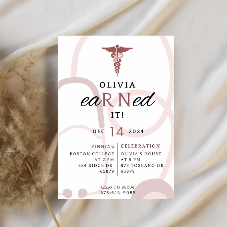 Nurse Pinning Ceremony Invitation | Earned It Nursing Graduation Invite ...