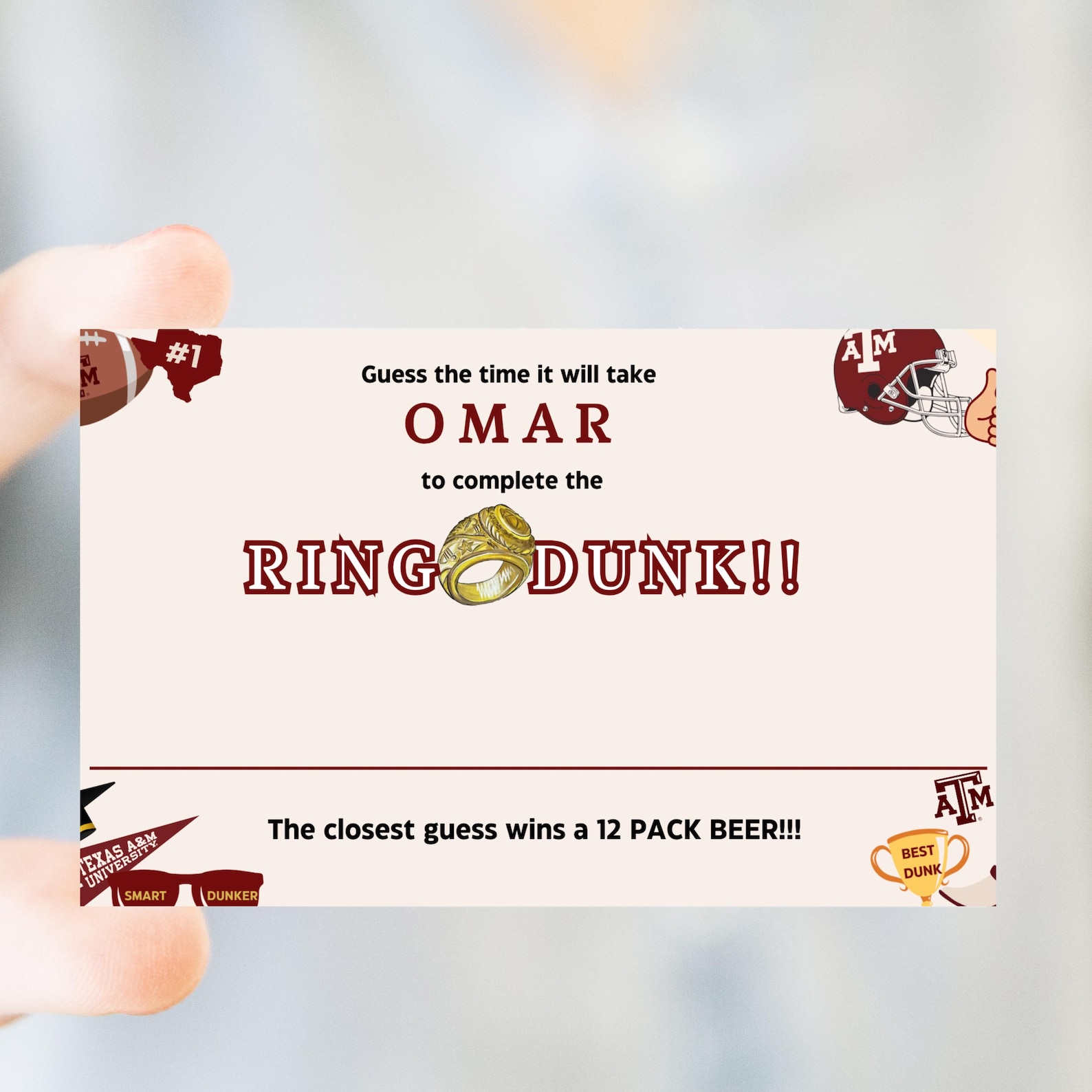 Texas A&M Ring Dunk Scorecard: Aggie Party Game (PDF) - Etsy