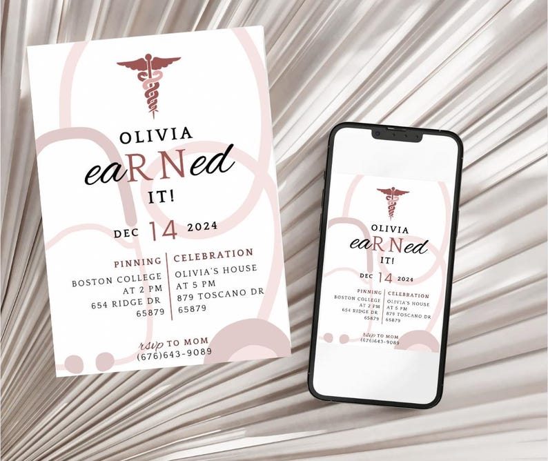 Nurse Pinning Ceremony Invitation | Earned It Nursing Graduation Invite ...