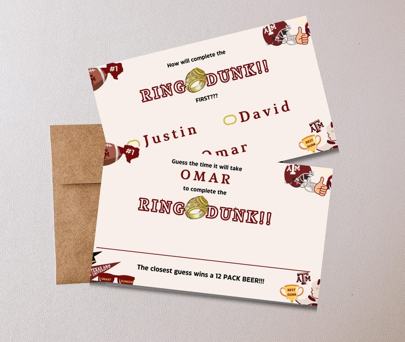 Texas A&M Ring Dunk Scorecard: Aggie Party Game (PDF) - Etsy