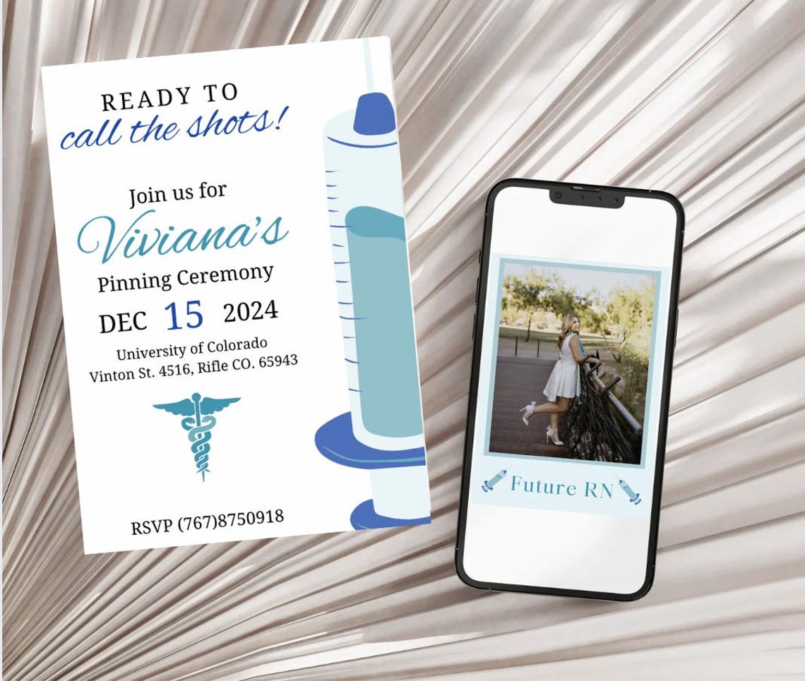 Nurse Pinning Ceremony Invitation: Photo Frame Graduation Party ...
