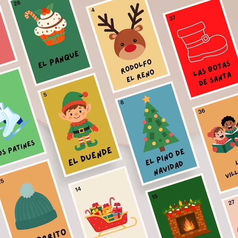 Lotería Navideña Imprimible | Juego De Navidad | Bingo Navideño ...