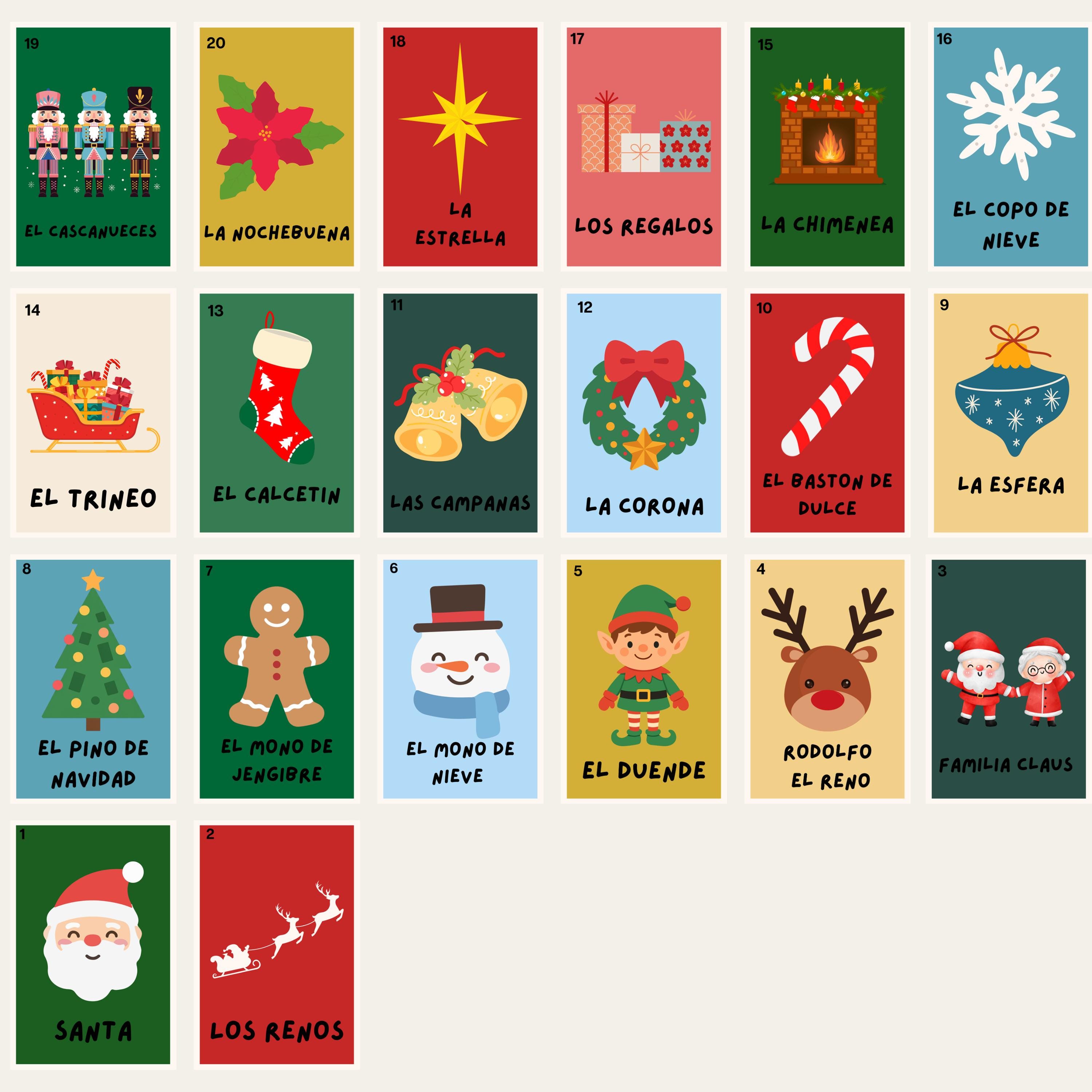 Lotería Navideña Imprimible | Juego De Navidad | Bingo Navideño ...