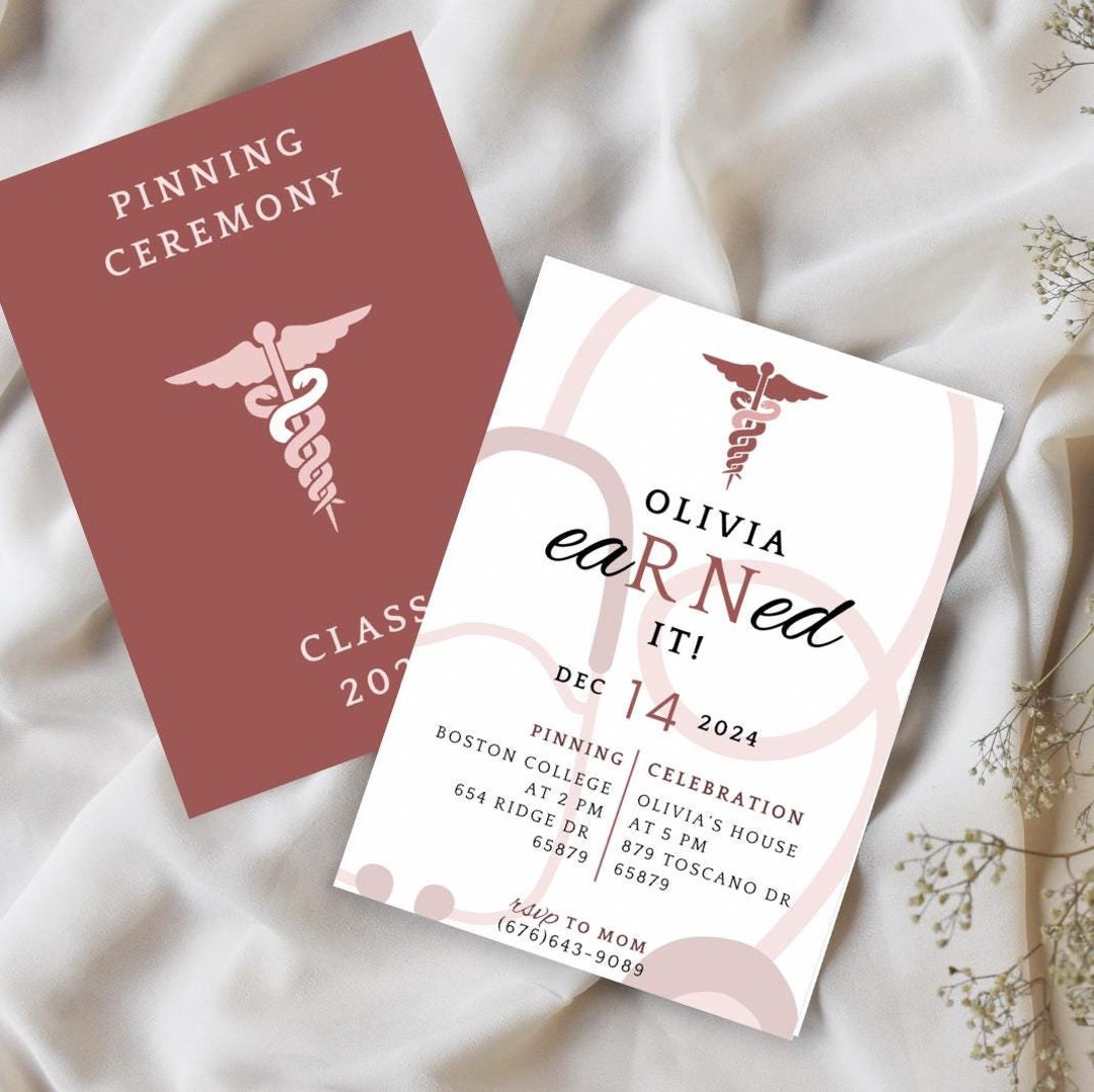 Nurse Pinning Ceremony Invitation | Earned It Nursing Graduation Invite ...