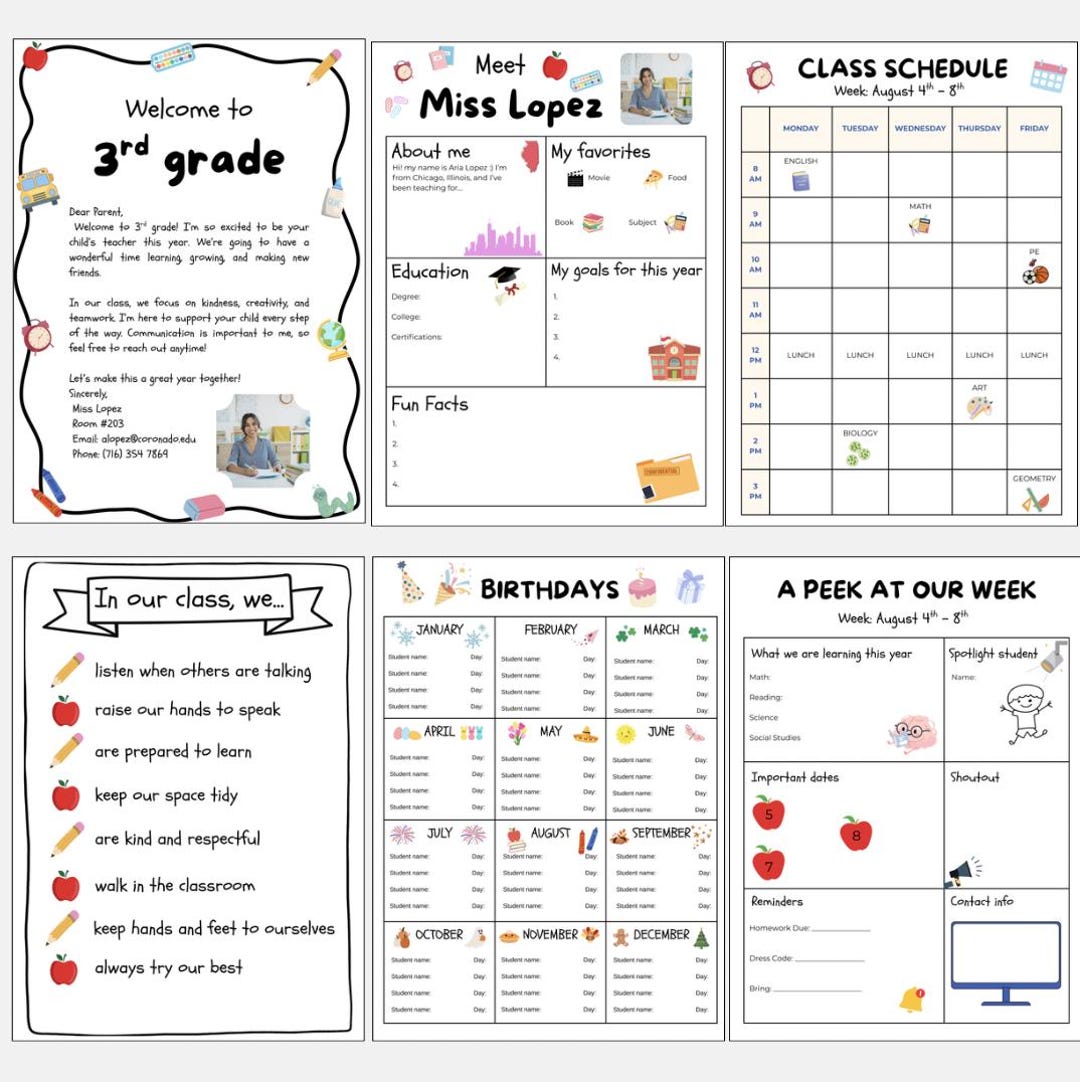 Editable Teacher Starter Kit: Classroom Forms & Newsletter (canva ...