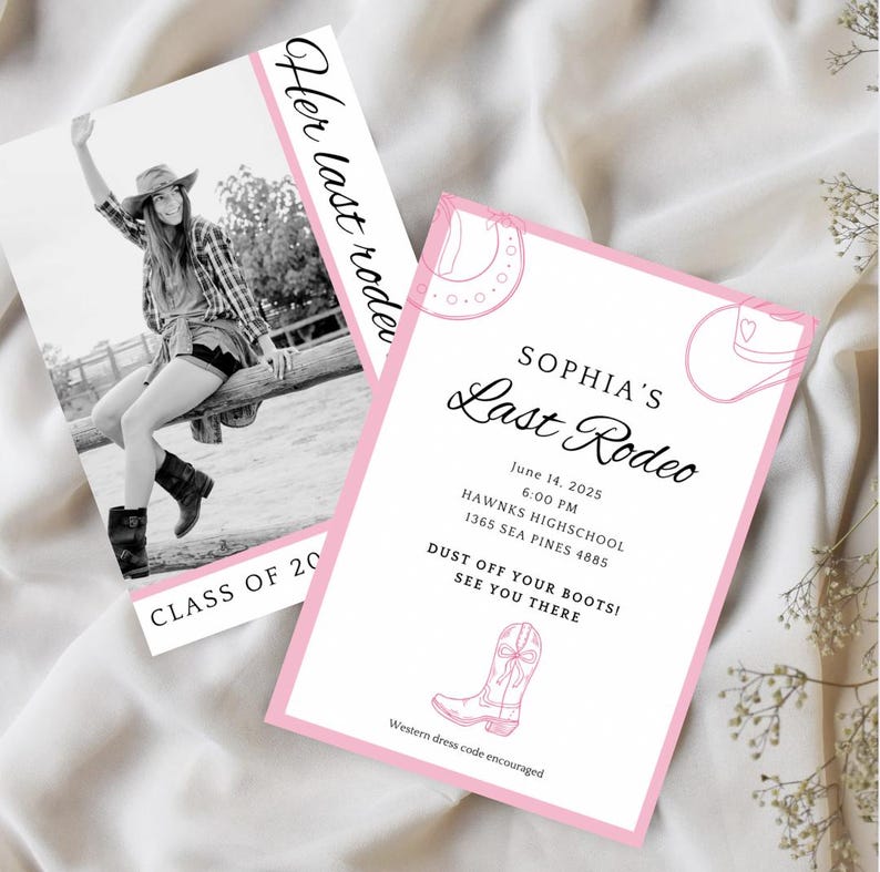 Last Rodeo Graduation Invitation | Western Grad Party Invite | Editable ...