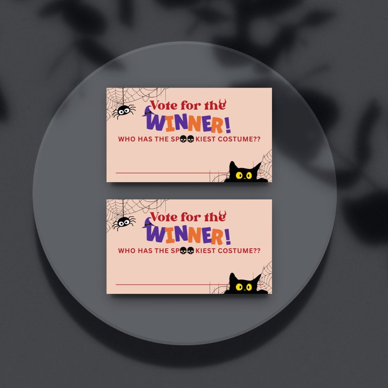Spookiest Costume Voting Card for Halloween Parties Fun Contest Cards ...