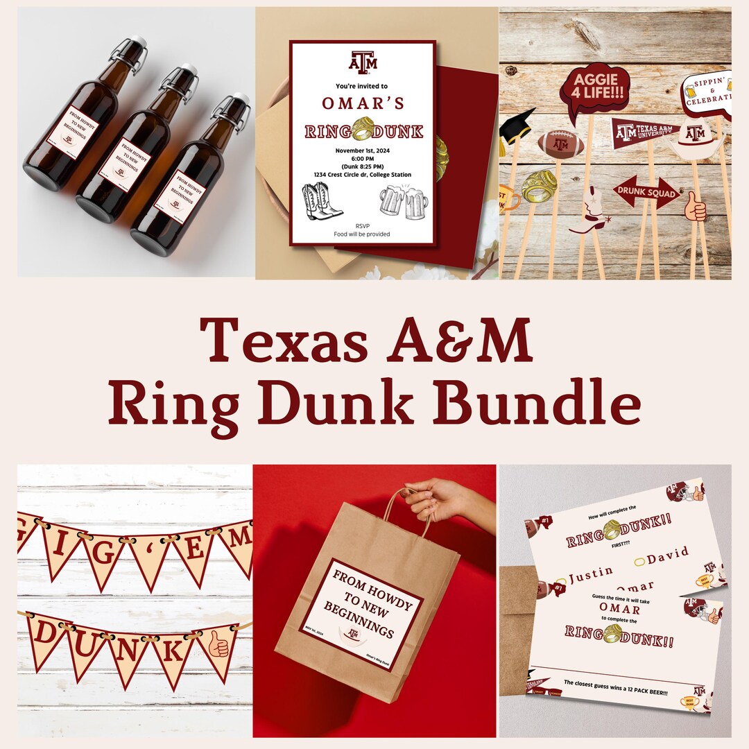 Texas A&M Ring Dunk Party Bundle: Aggie Graduation Celebration - Etsy